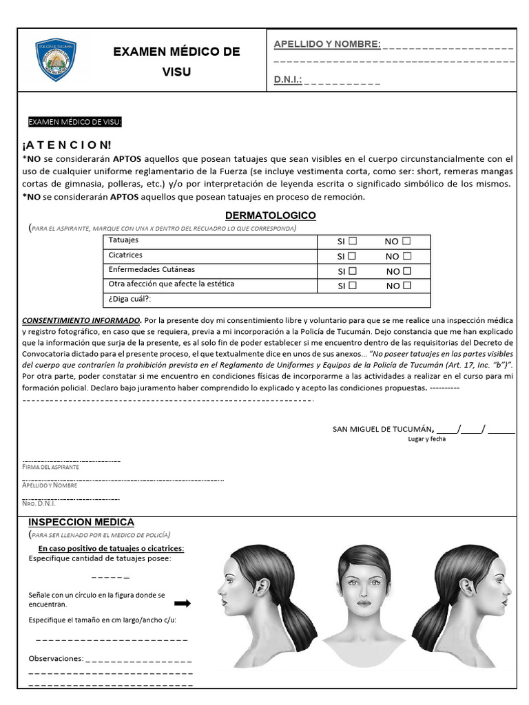 Formulario Examen de Visus | PDF