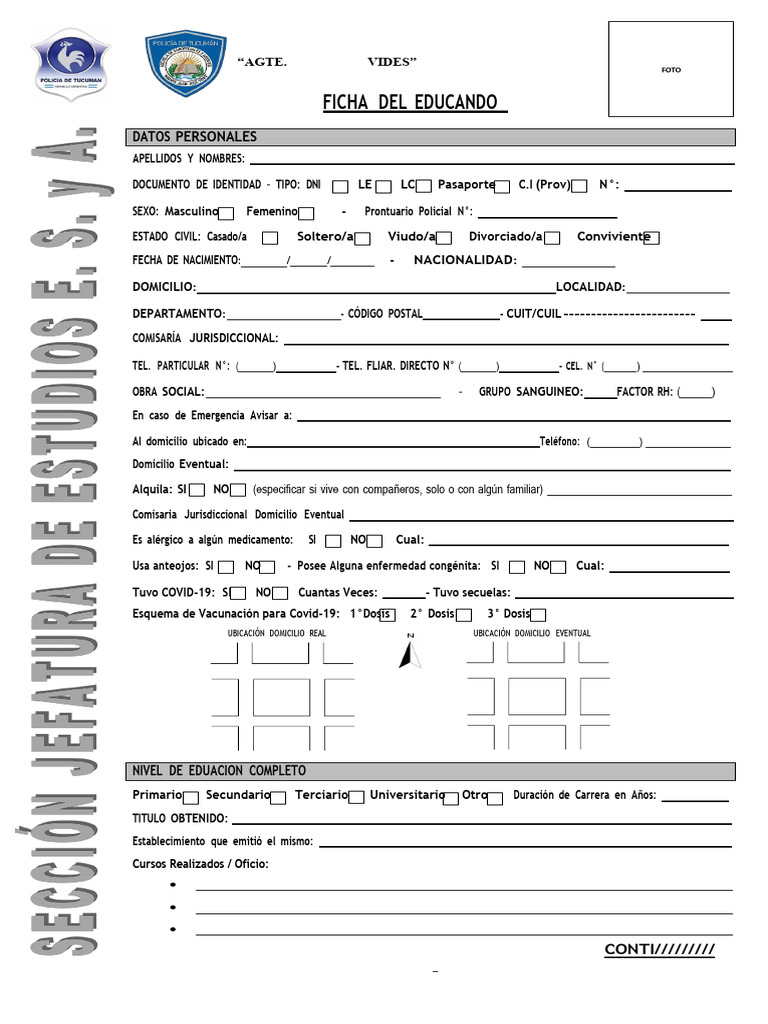 FICHA EDUCANDO | PDF