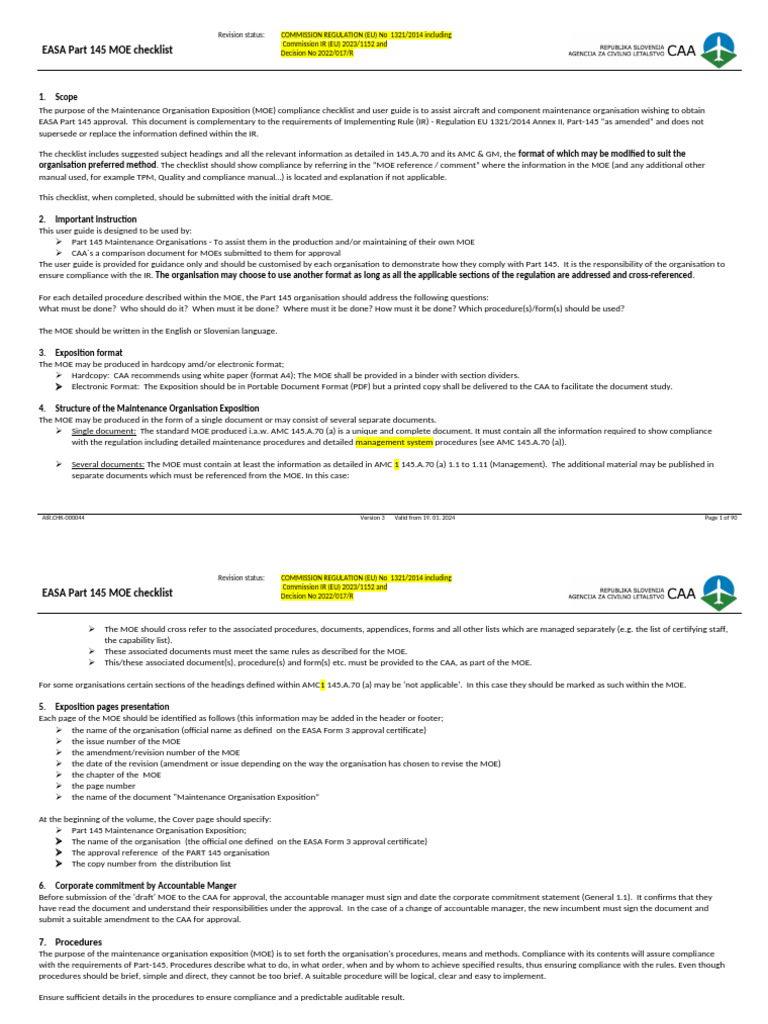 EASA Part 145 MOE Guide | PDF | Regulatory Compliance | European Union