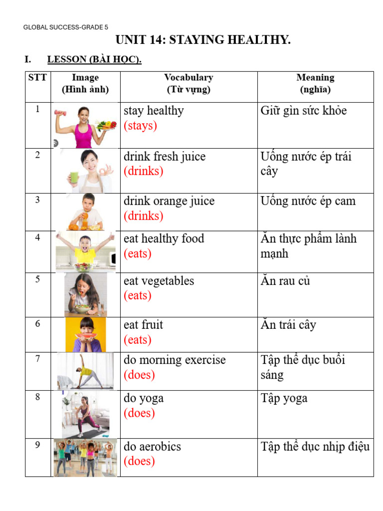 G5 - Unit 14 - Staying Healthy | PDF