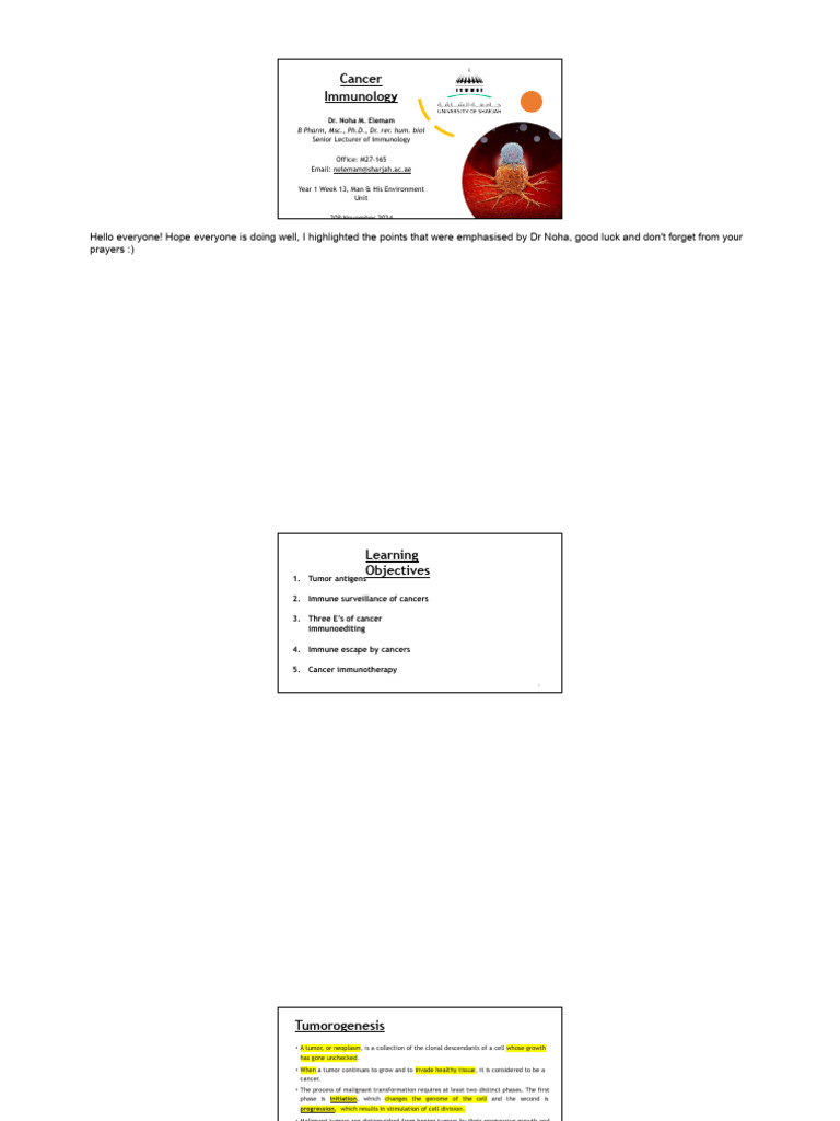 Cancer Immunology Notes | PDF | Antigen | Natural Killer Cell