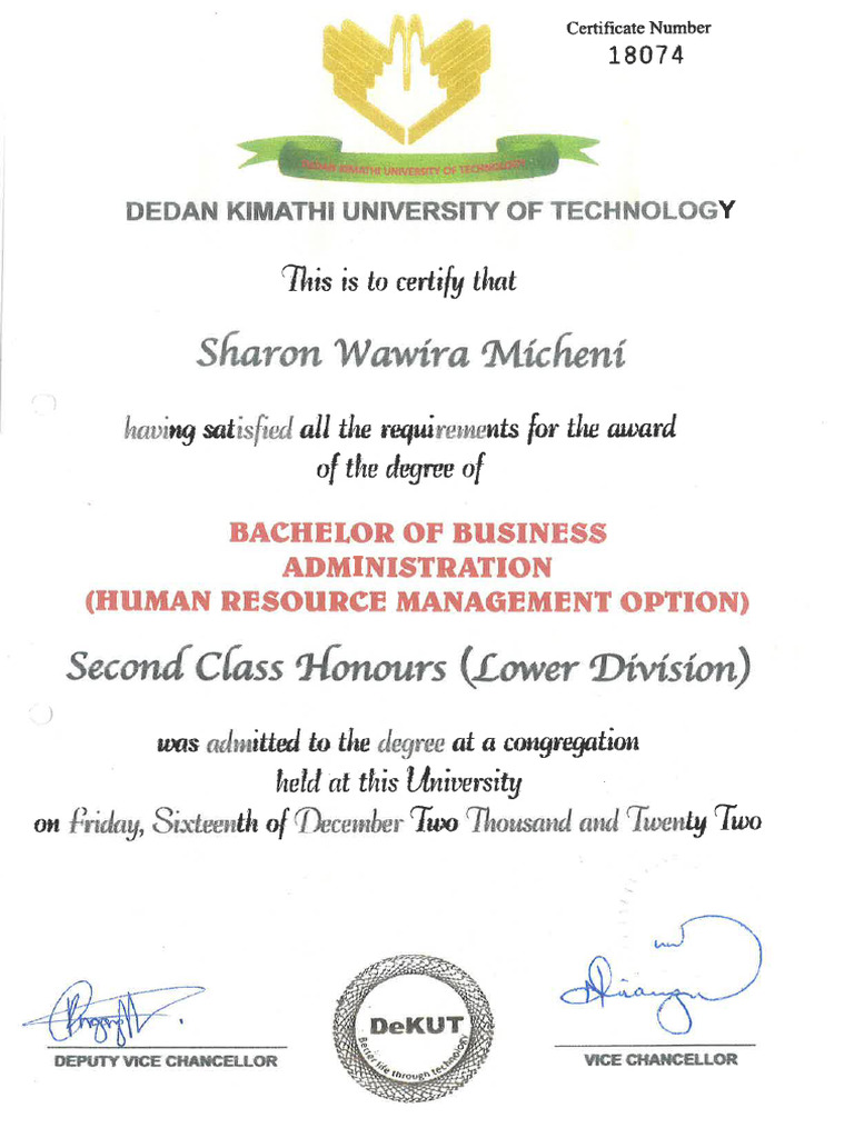 BACHELORS DEGREE CERTIFICATE | PDF