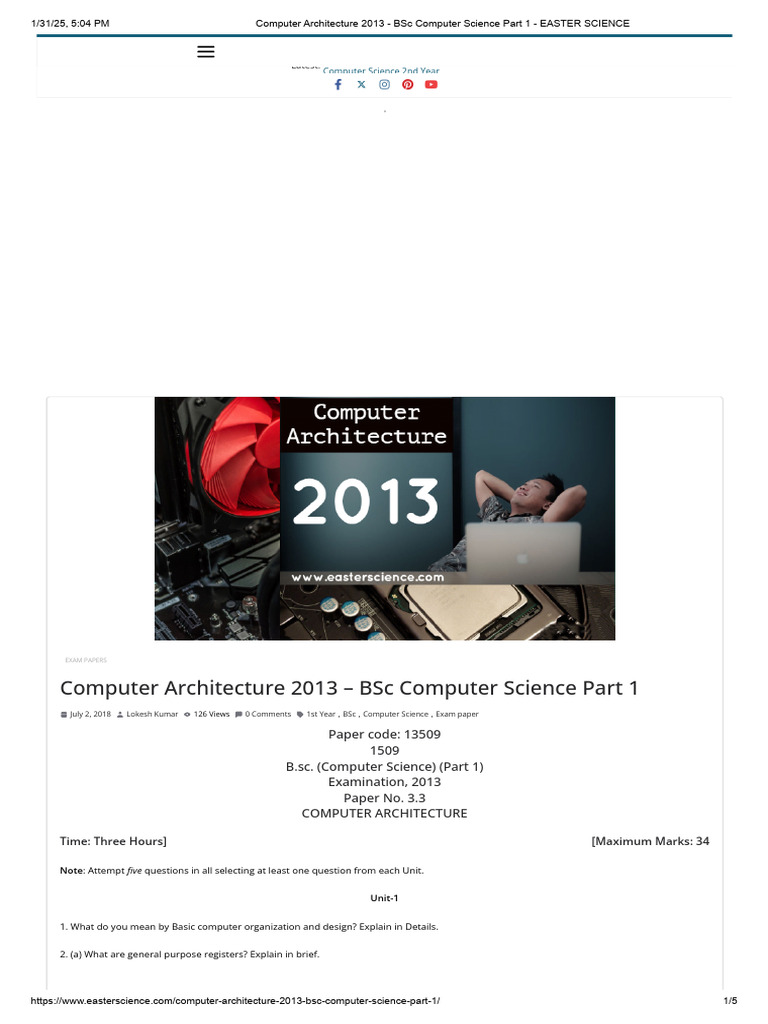 BSc Computer Architecture Exam | PDF | Computer Science | Computer Engineering