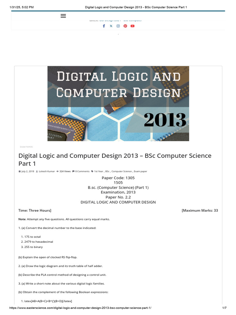 Digital Logic and Computer Design 2013 - BSC Computer Science Part 1 ...
