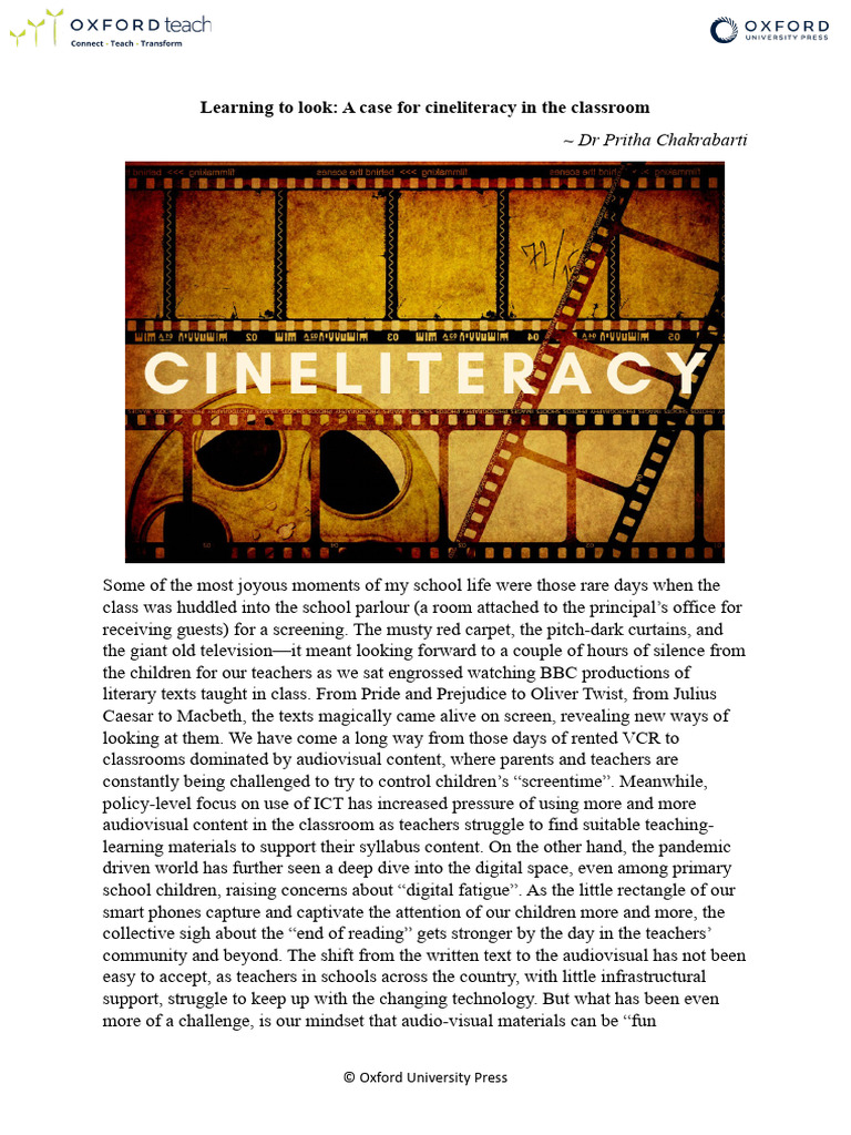 Main Article Cineliteracy | PDF | Literacy | Language Acquisition