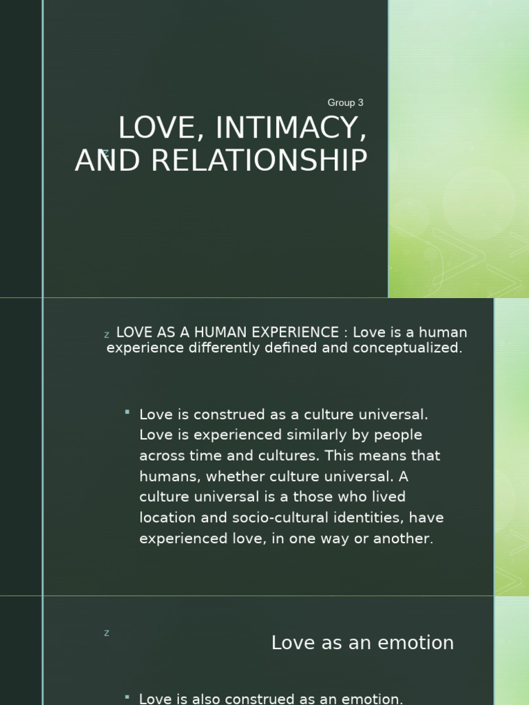 Love Intimacy and Relationship | PDF | Love | Emotions