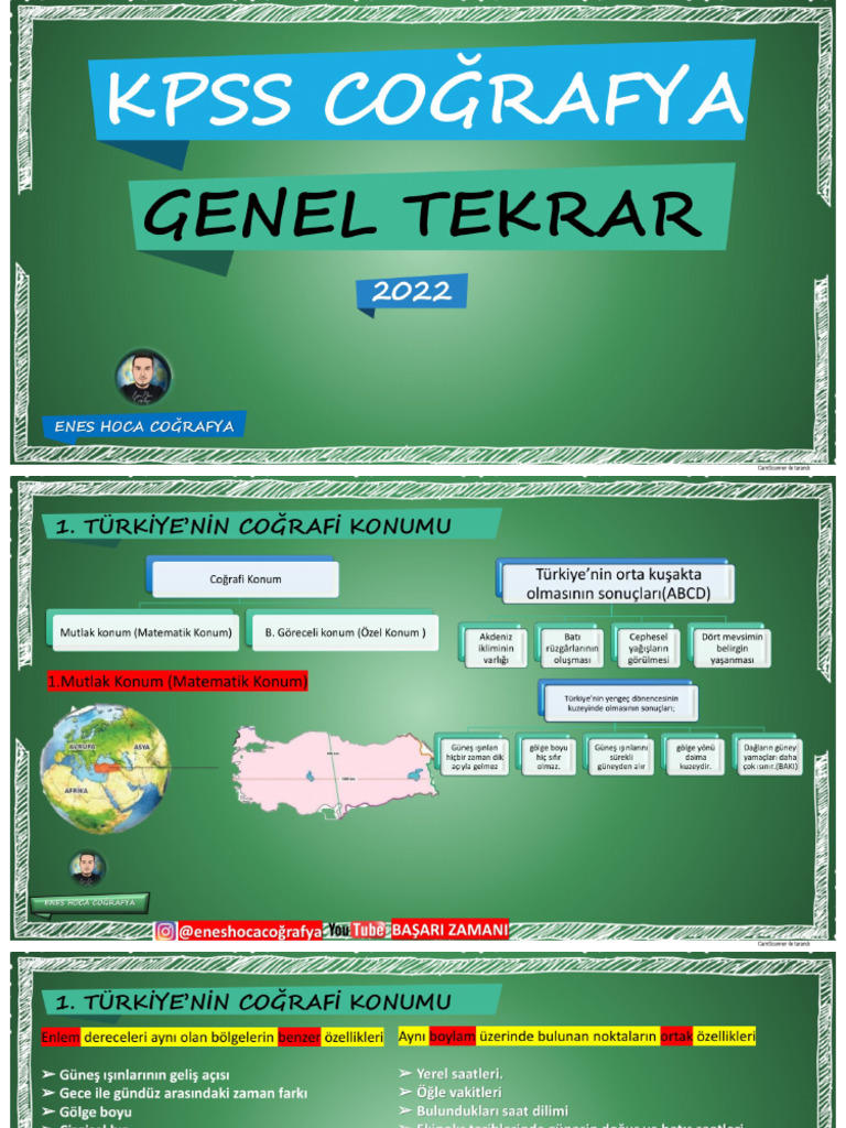 KPSS Genel Tekrar 2022 - Enes Hoca Coğrafya | PDF