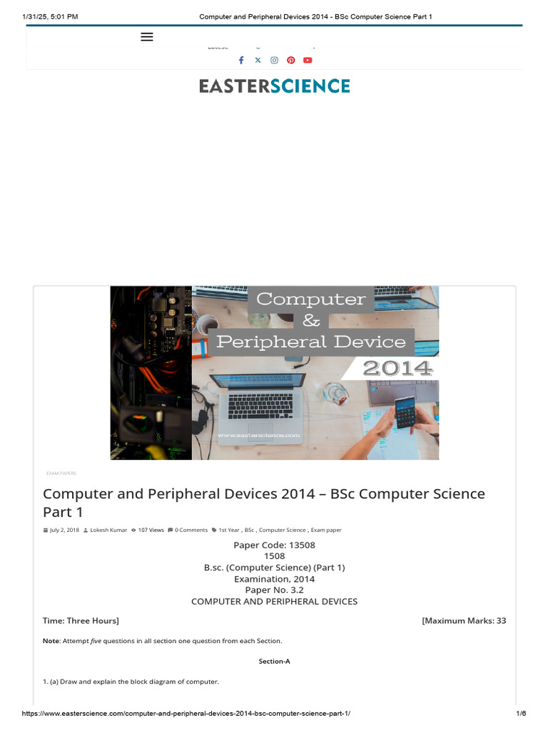 Computer and Peripheral Devices 2014 - BSC Computer Science Part 1 | PDF | Operating System ...