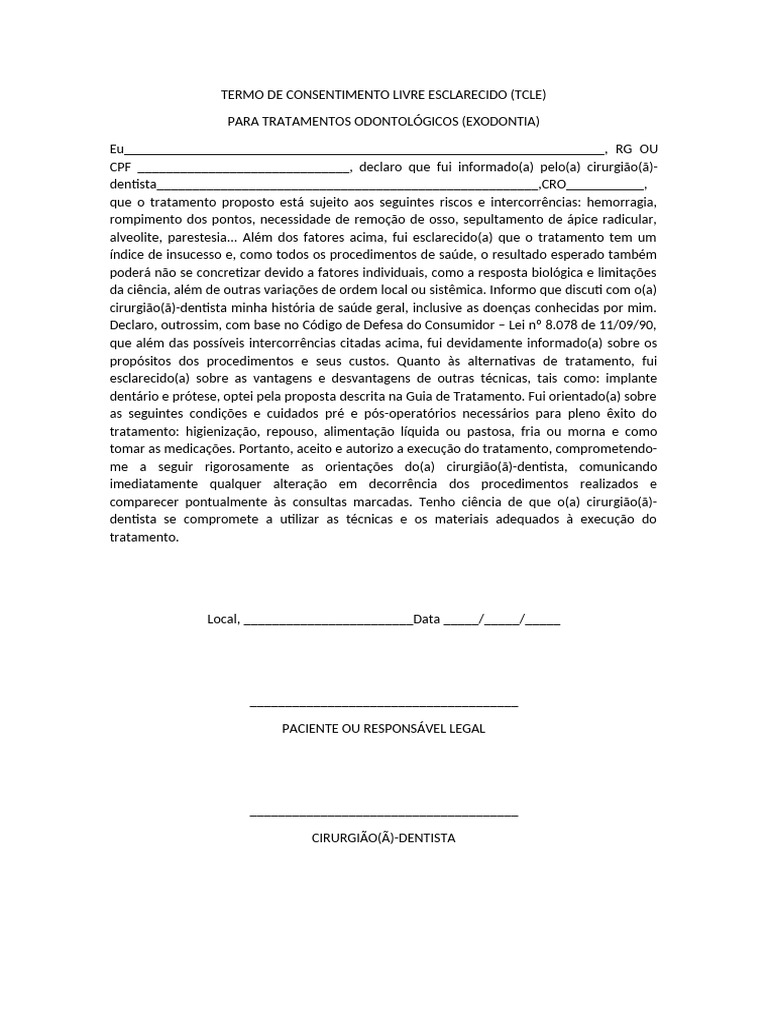 Termo de Consentimento Livre Esclarecido | PDF