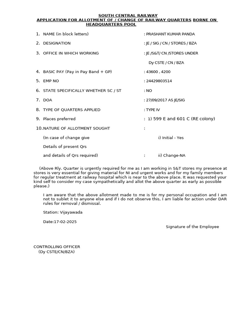 Allotment or Change of Quarters | PDF