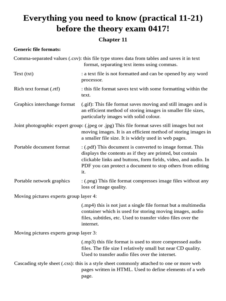 Theory (Practical Chapters) 6 | PDF | File Format | Relational Database