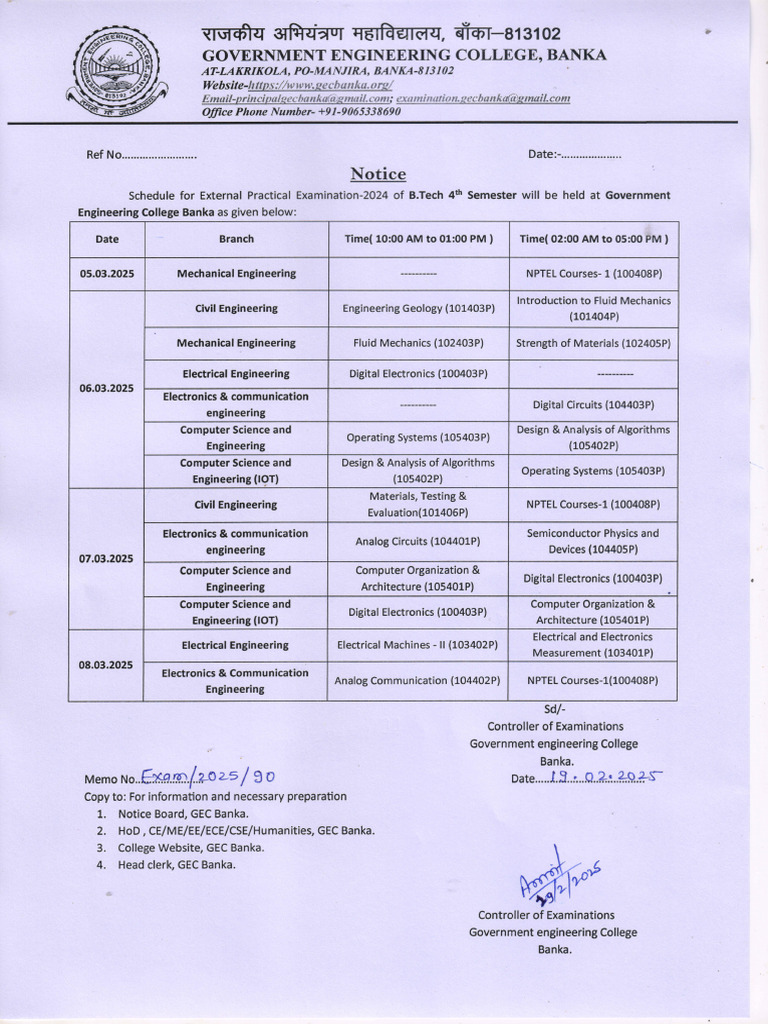 4th Sem Ext - Pract.notice | PDF