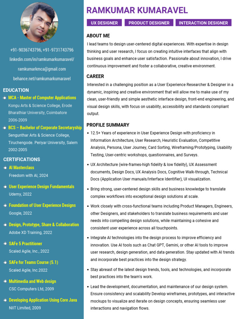 Ramkumar Kumaravel UX 12.5+ New | PDF | Usability | Human–Computer Interaction