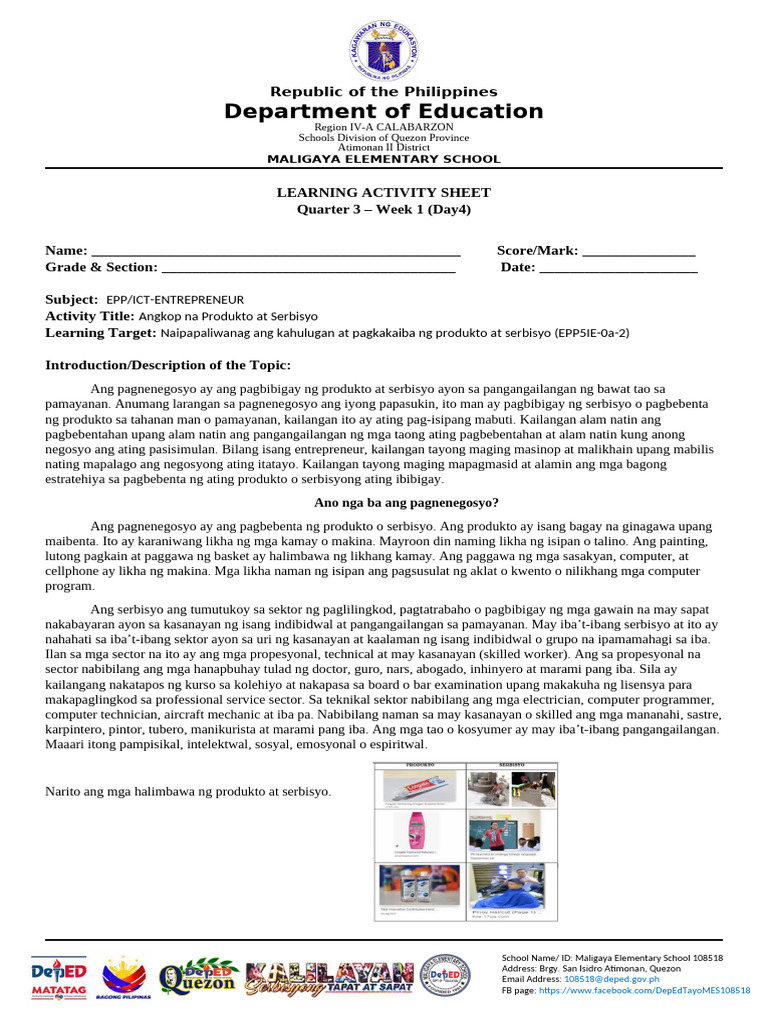 Learners Activity Sheet -EPP | PDF