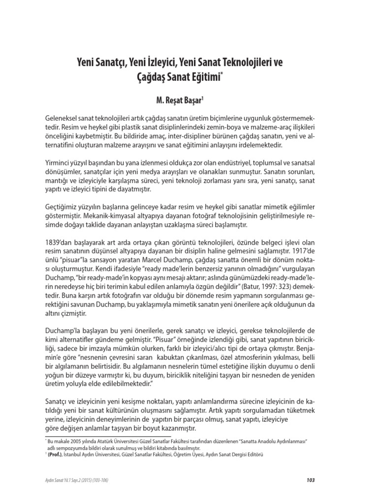Yeni Sanat - , Yeni - Zleyici, Yeni Sanat Teknolojileri Ve - A - Da ...