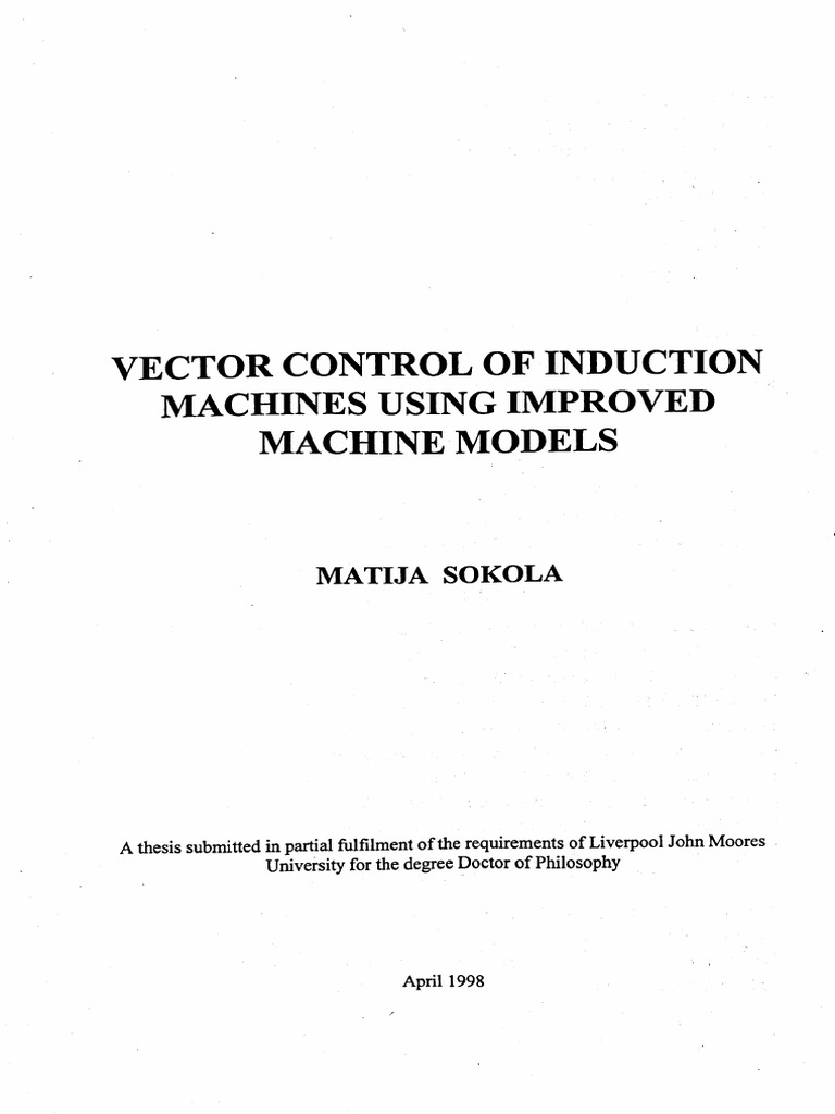 Vector Control of Induction Machine Susing Improved Machine Models (Matija Sokola) | PDF ...