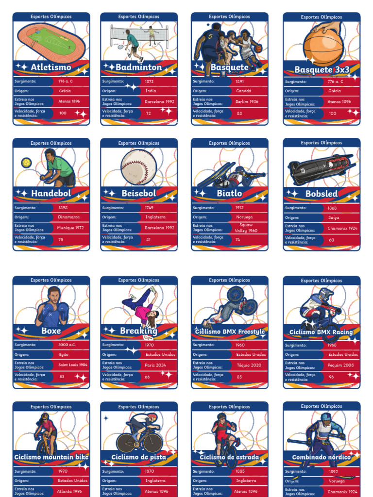 Br e 1723558433 Jogo de Cartas Os Esportes Olimpicos Cards | PDF ...
