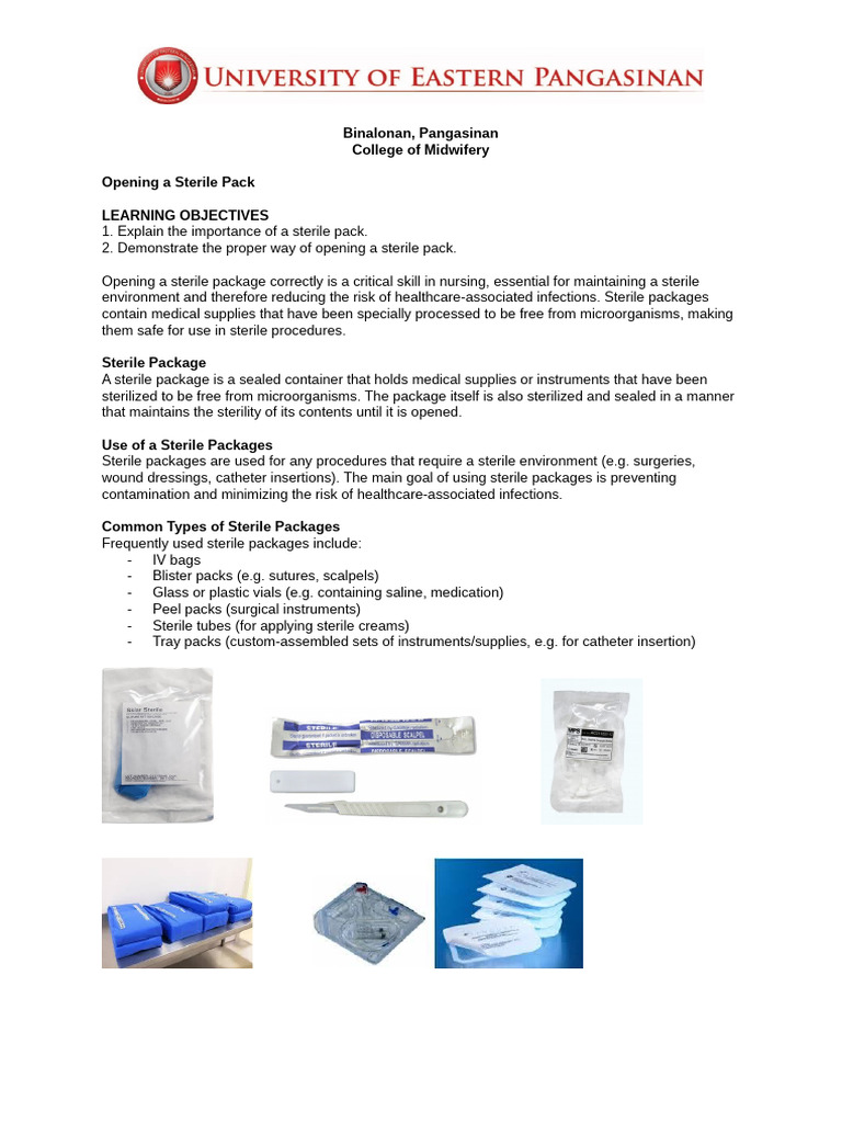Opening a Sterile Pack | PDF | Sterilization (Microbiology) | Hospital ...