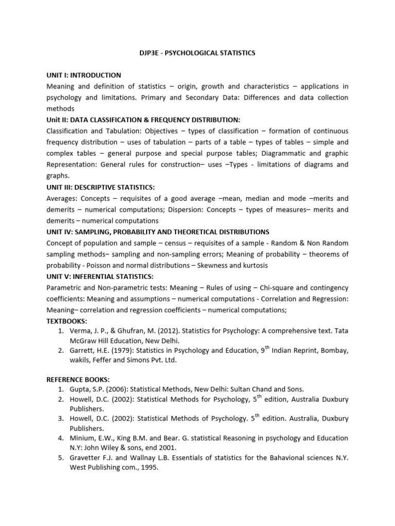 Psychological Statistics Overview | PDF | Cost Of Living | Statistics