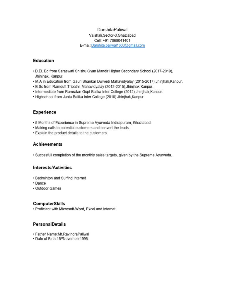 Darshita Resume 2025 | PDF