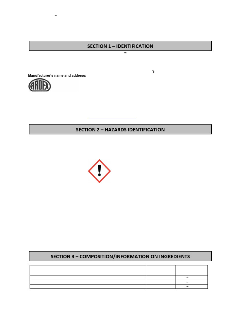 Ardex Ep 2000 SDS 2028959 | PDF | Dangerous Goods | Toxicity