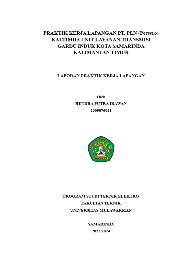 Hendra Putra Irawan - Laporan PKL - ULTG Samarinda | PDF