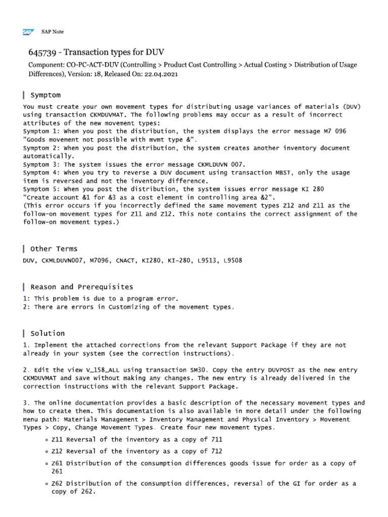 Transaction Types For DUV | PDF