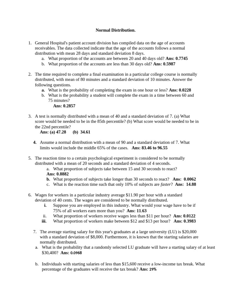 Normal Distribution Ans | PDF | Salary | Standard Deviation
