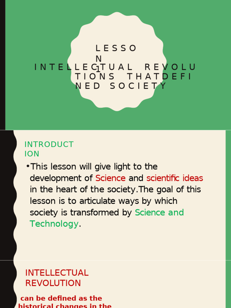 Lesson 1-Intellectual Revolutions That Defined Society | PDF | Science ...