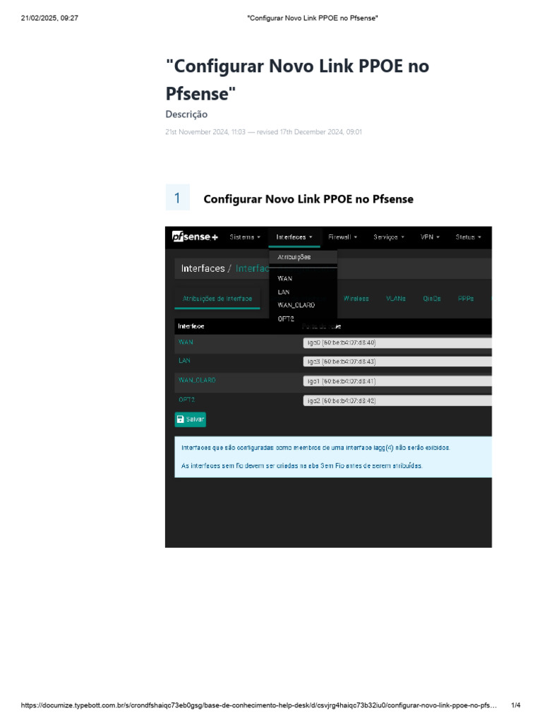 Configurar Novo Link PPOE No Pfsense | PDF