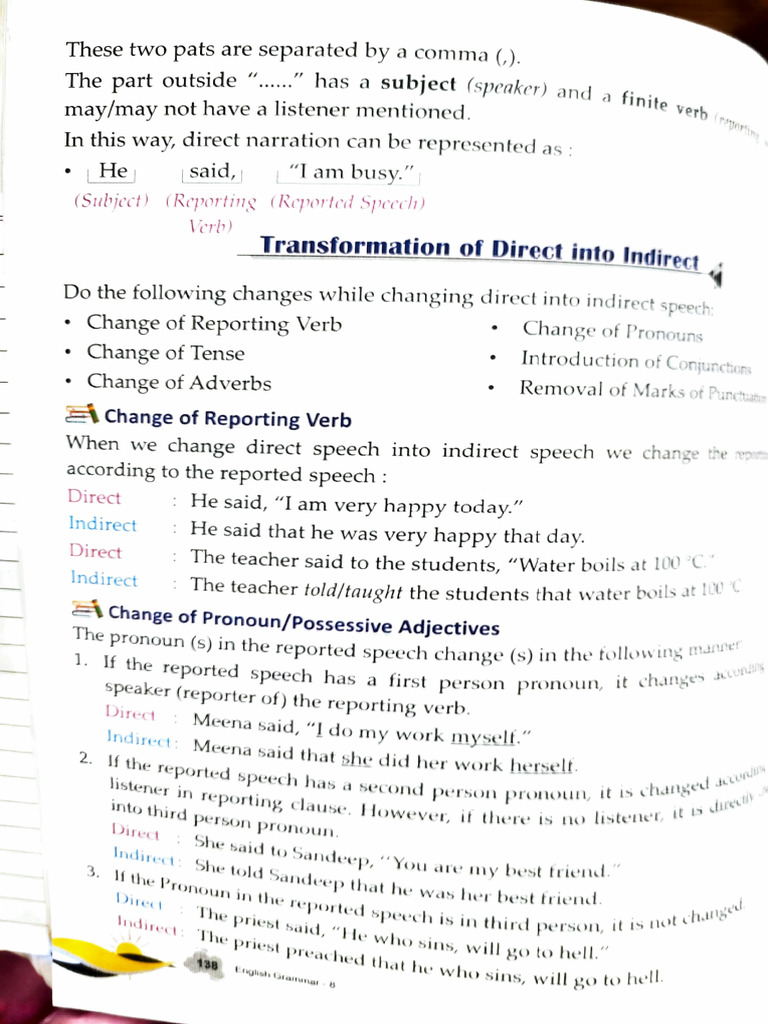 Reported Speech Notes and Excercise | PDF | Grammatical Tense ...