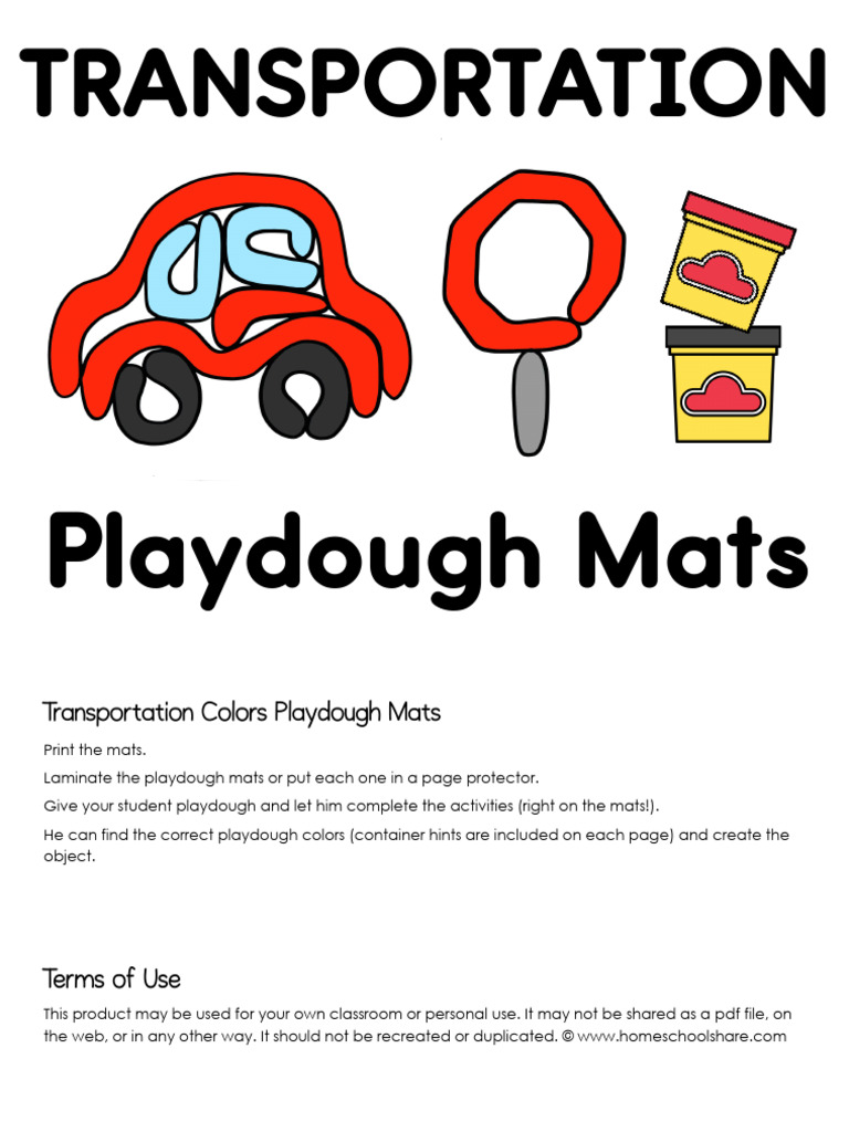 Transportation: Playdough Mats | PDF