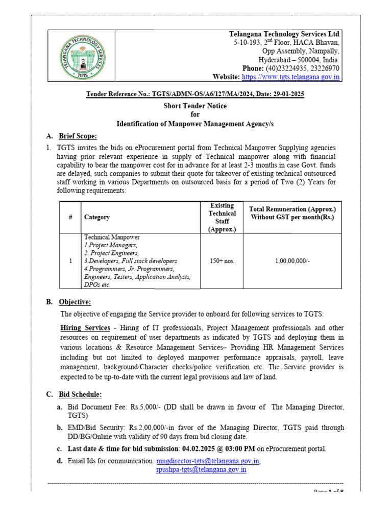 ManPower Tender-Doc-29-01-2025 | PDF | Salary | Business