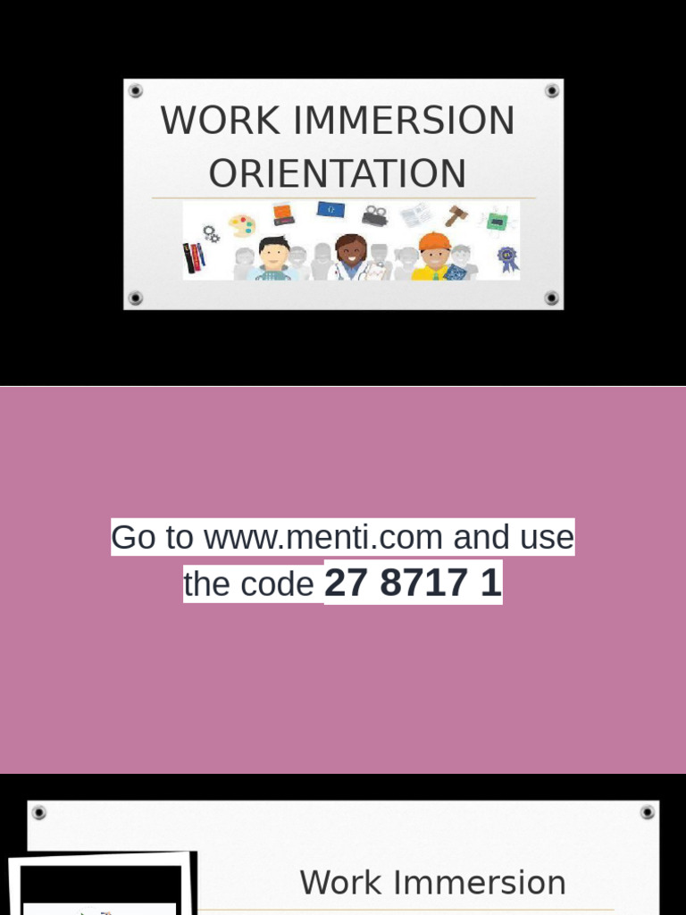 1. Work Immersion Orientation (1) | PDF | Job Interview | Curriculum