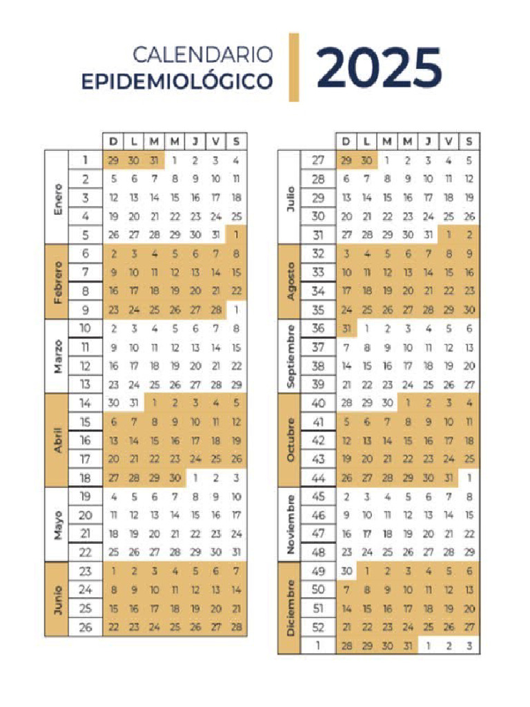 Calendario Epidemiologico 2025 | PDF