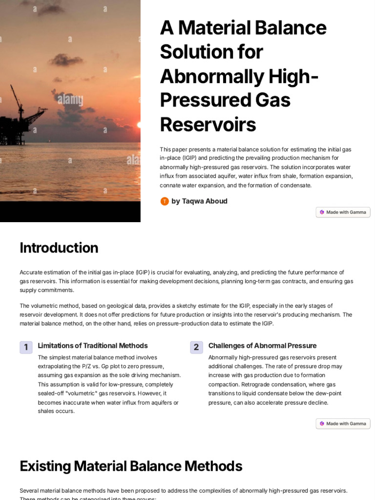 Material Balance for High-Pressure Gas | PDF | Petroleum Reservoir | Gases