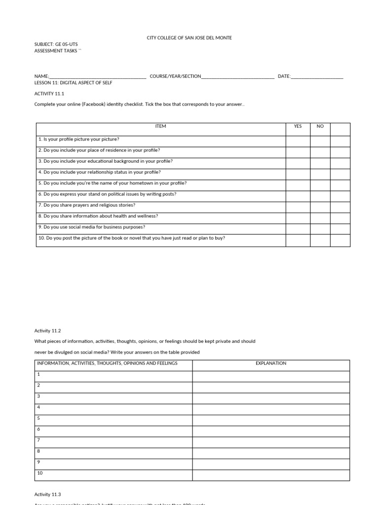 Uts Module Act. 11.1 | PDF