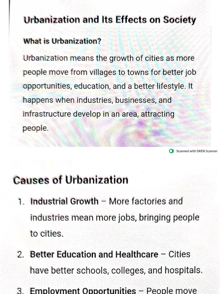 Urbanization and Its Effects on Society Note | PDF