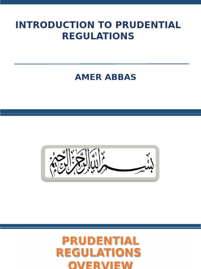 Introduction To Prudential Regulations | PDF | Small And Medium Sized ...