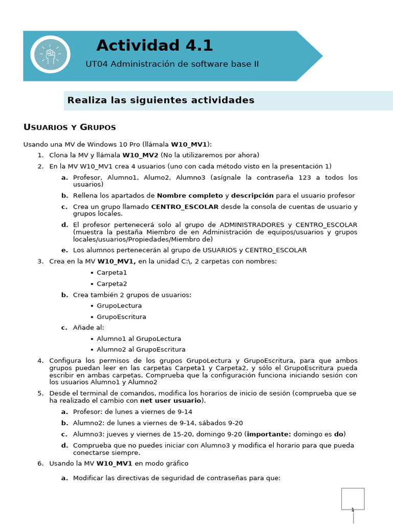 UT04 Actividades 4.1 | PDF | Archivo de computadora | Usuario (informática)