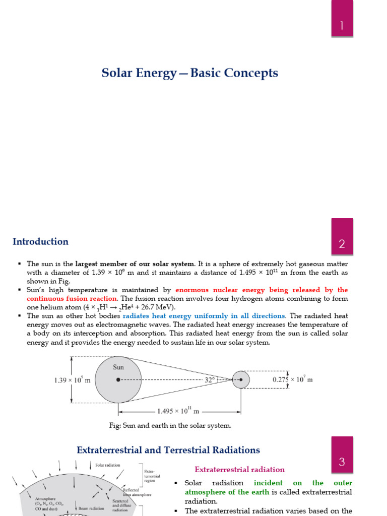 L-I Solar Energy—Basic Concepts | PDF | Angle | Outer Space