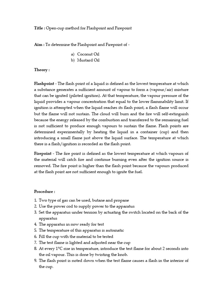 Flashpoint and Firepoint Apparatus | PDF