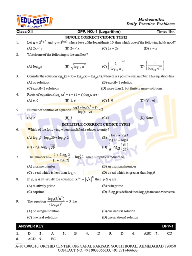 DPP_Logarithm | PDF | Mathematics