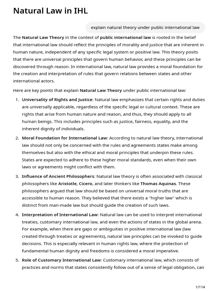Natural Law in IHL | PDF | International Law | Sovereign State