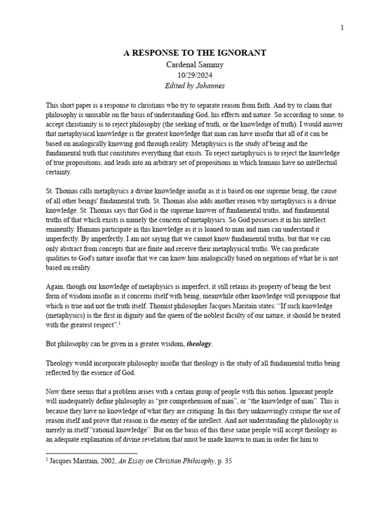 Sammy A Response To The Ignorant Complete | PDF | Truth | Knowledge