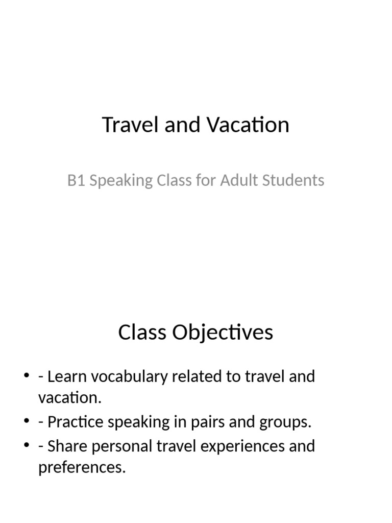 Travel Vocabulary and Speaking Activities | PDF