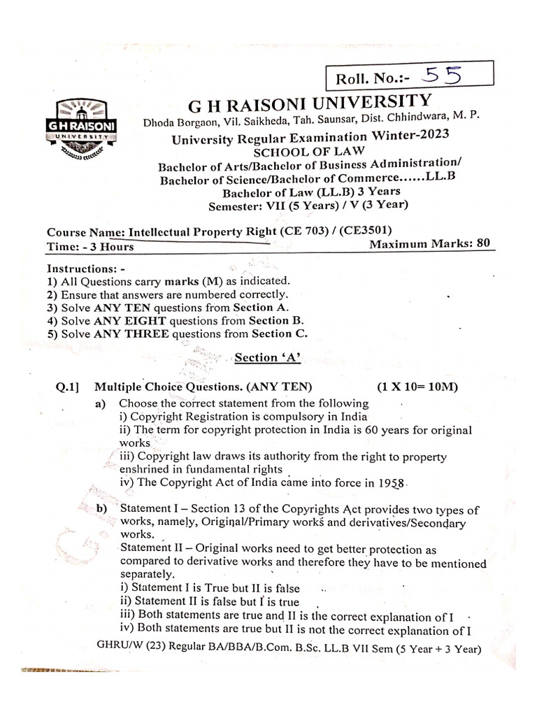 Intellectual Property Right LLB | PDF