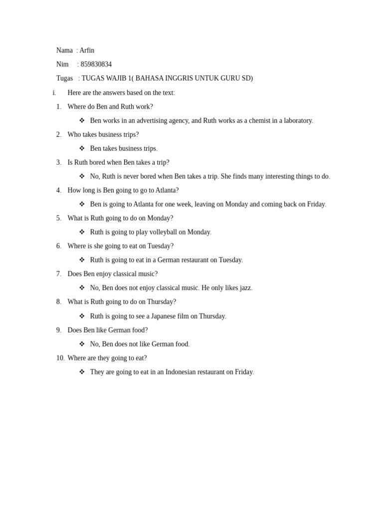 Tugas Wajib Bahasa Unggris Arfin | PDF