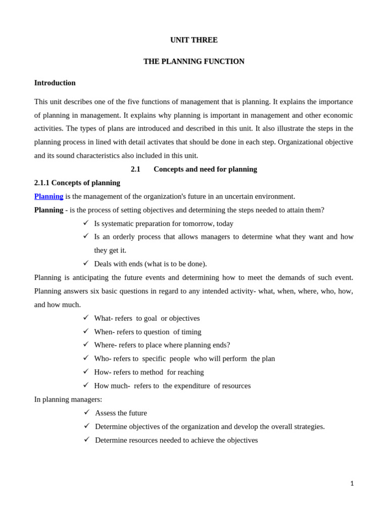 Chapter 2 Planning Function | PDF | Goal | Swot Analysis