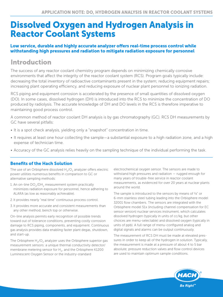 Dissolved Oxygen & Hydrogen in RCS Analysis | PDF | Coolant | Nuclear ...